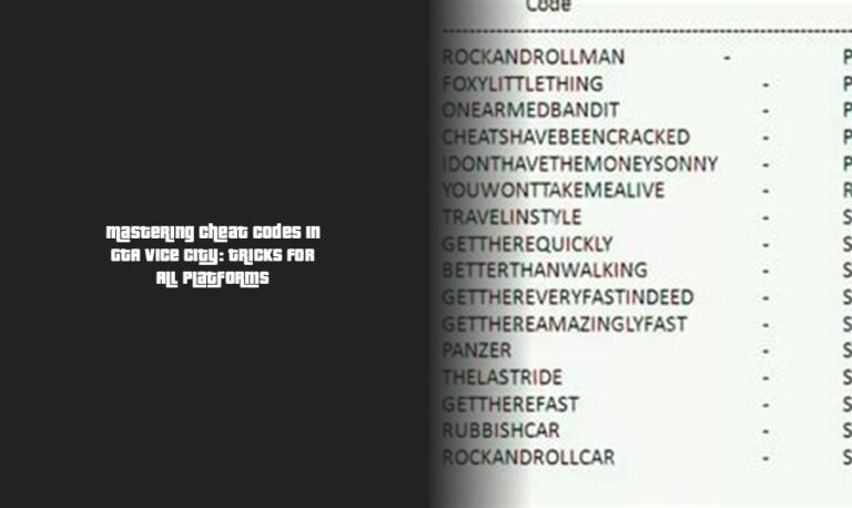 Mastering Cheat Codes in GTA Vice City: Tricks for All Platforms ...